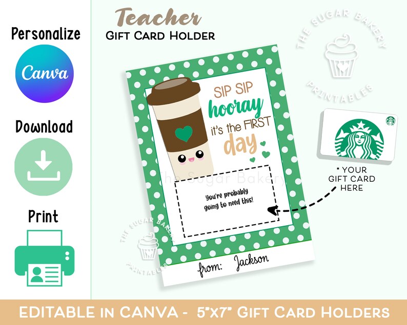 PRINTABLE Back to School Coffee Teacher Gift Card Holder - Etsy