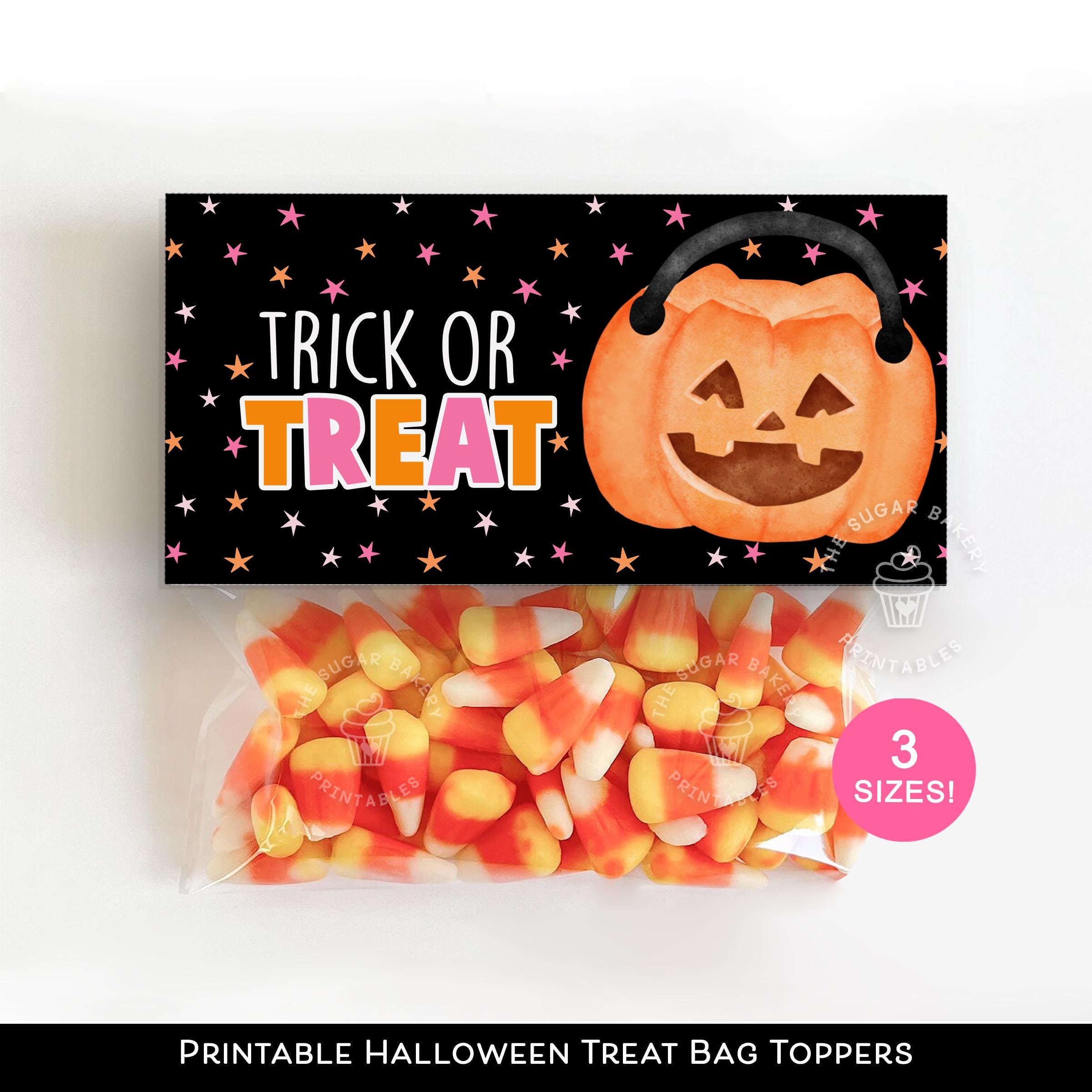 Trick or Treat Bag Topper, Halloween Pumpkin Cookie Bag Topper ...