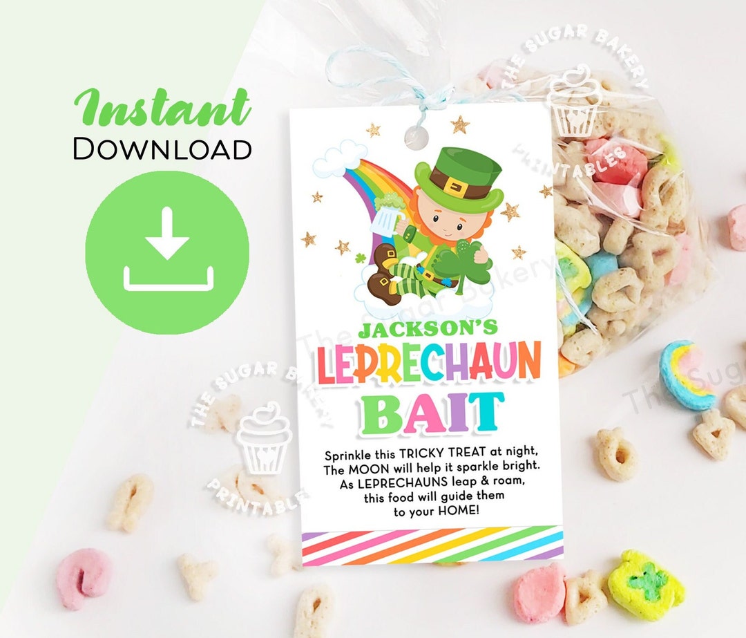 Editable LEPRECHAUN BAIT Tags, Lucky Charm TAGS, Leprechaun Bait ...