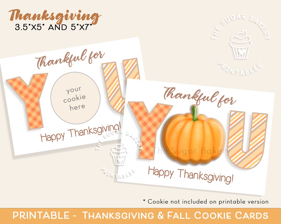 Thankful for YOU Cookie Card, FALL Cookie CARD, Autumn Cookie Card ...