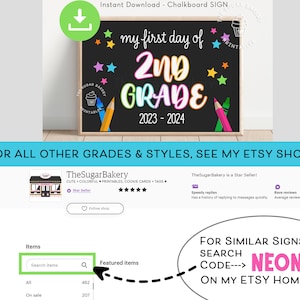 First Day of School Sign 2nd Grade Digital Printable, 1st Day of 2nd ...