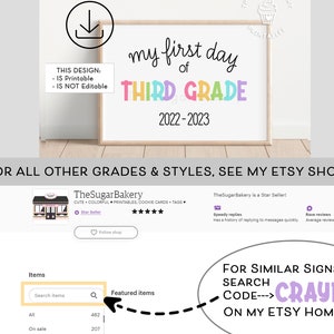 Back to School Sign, First Day of 5th GRADE Sign, 5th Grade Printable ...
