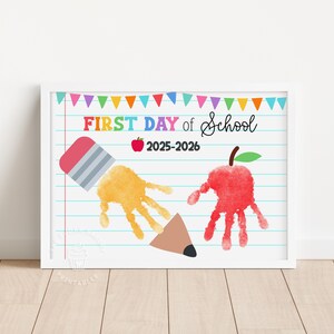 First Day of School Handprint Craft Pencil Apple 2025 Printable School ...