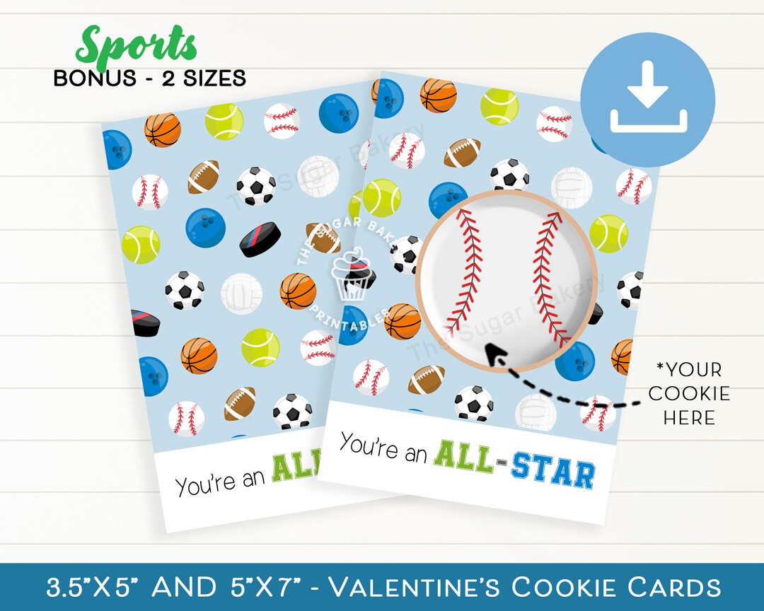 You're an ALL-STAR Sports Cookie Card, Valentine Cookie Card, Sports ...