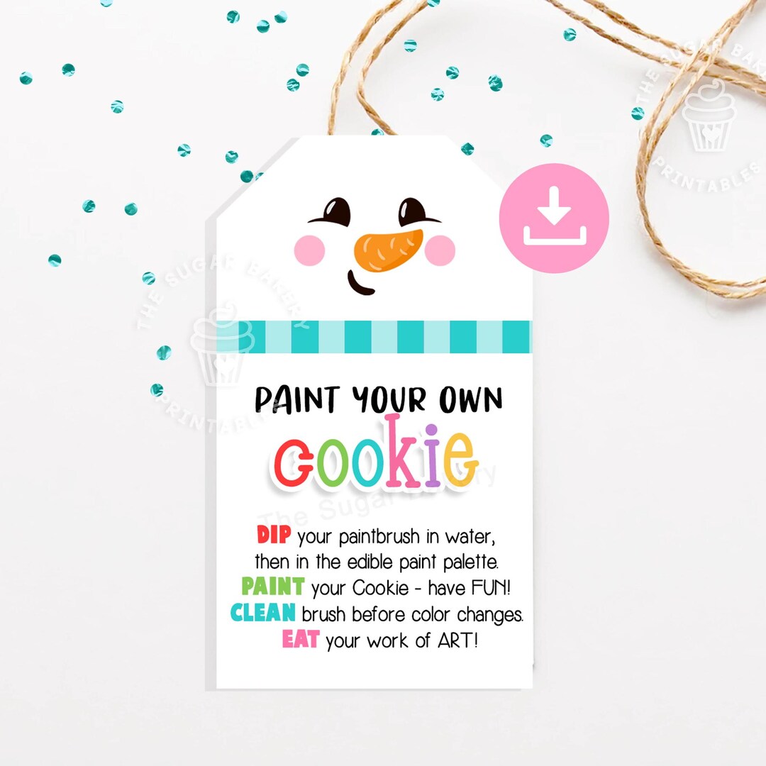 PYO Snowman Cookie Tag, PYO Christmas Cookies, Paint Your Own Cookie ...