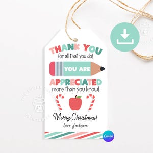 Printable Teacher Christmas Tag, Printable Merry Christmas Teacher Gift ...