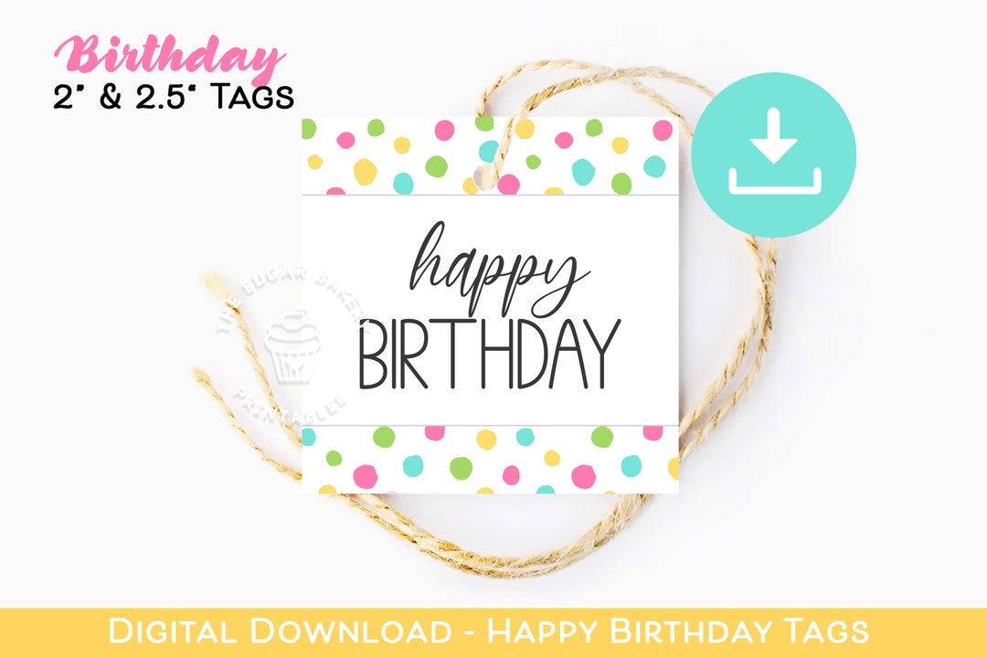 Happy Birthday TAGS Birthday Tags Printable Rainbow Birthday - Etsy