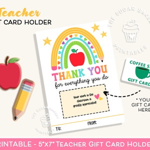 Teacher Gift Card Holder BUNDLE, Teacher Appreciation Gift Card ...