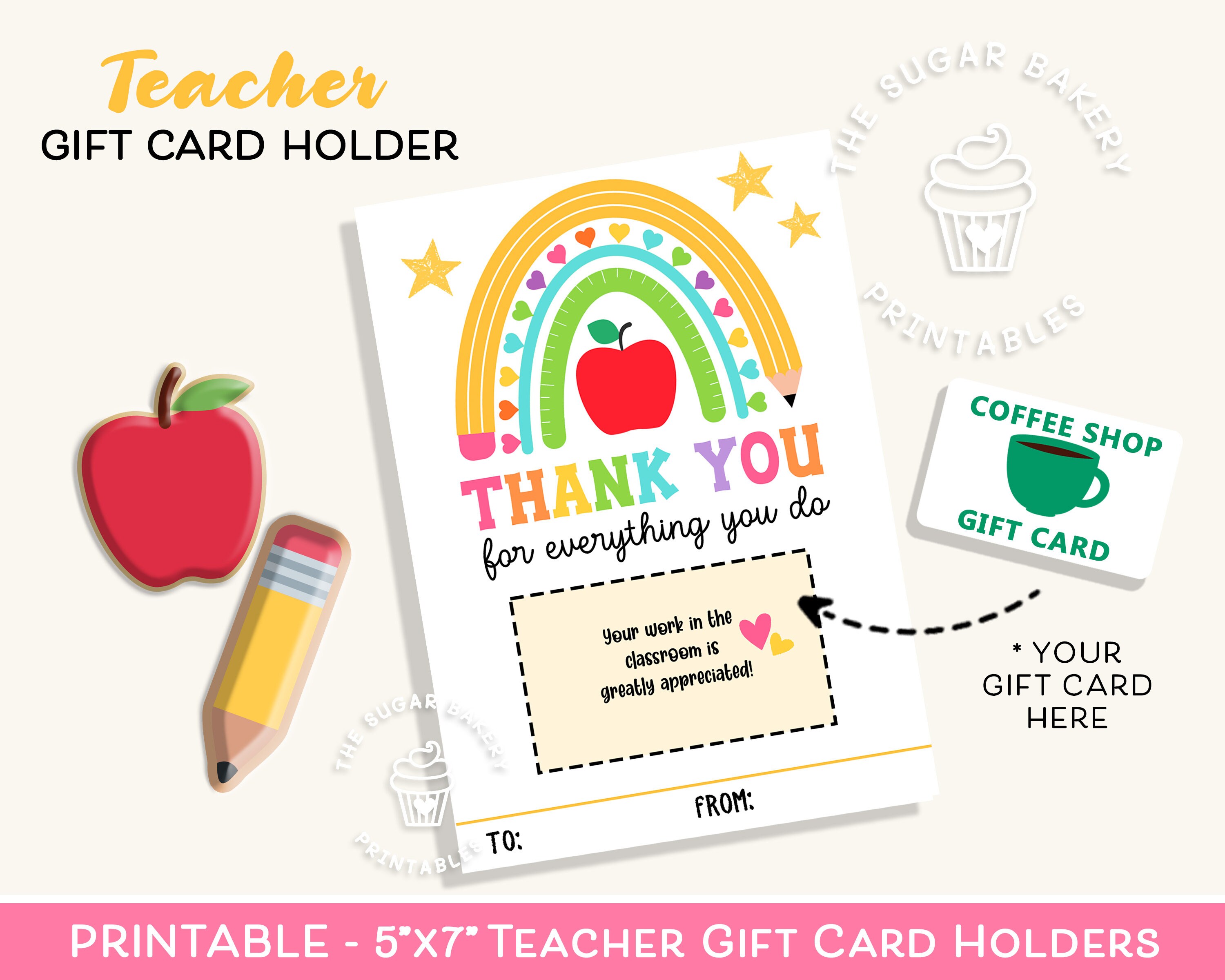 Teacher Gift Card Holder BUNDLE, Teacher Appreciation Gift Card ...