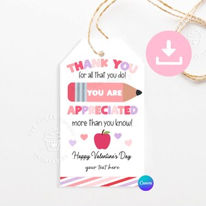 Printable Teacher Valentine Gift Tag, Teacher Appreciation TAG ...