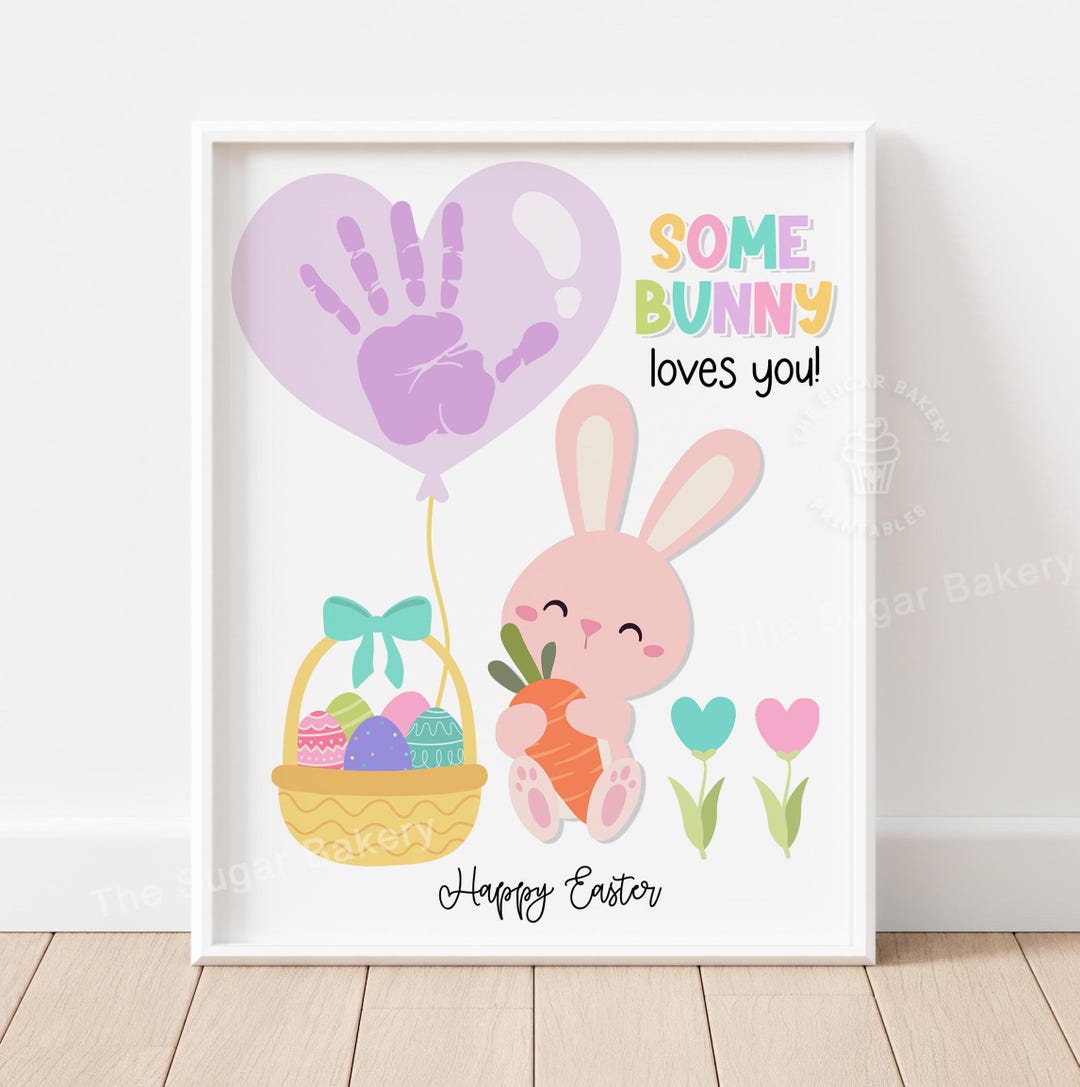 Easter HANDPRINT ART, Printable Easter Bunny Handprint Craft, Easter ...