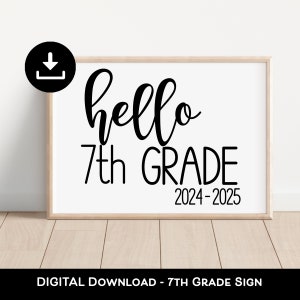 First Day of 7th GRADE Sign, Back to School Sign, 1st Day of 7th Grade ...