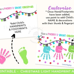 Handprint Christmas Lights, Merry and Bright Multicolored Christmas ...