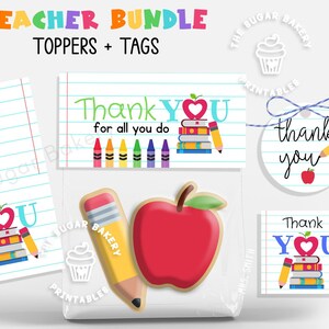 Teacher Appreciation Gift BUNDLE, Thank You Teacher Treat Bag TOPPER ...