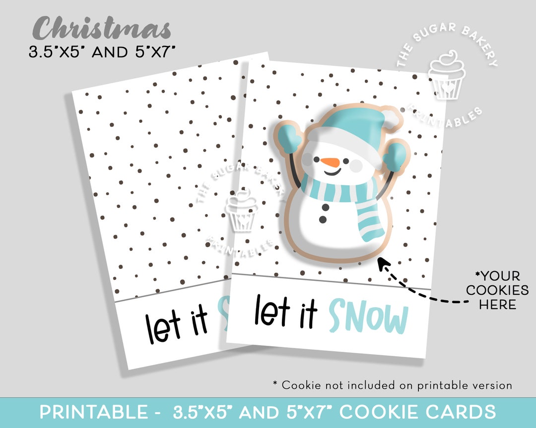 Let It SNOW Cookie Card, Snowflake Cookie Card, Snowman Card, Merry ...