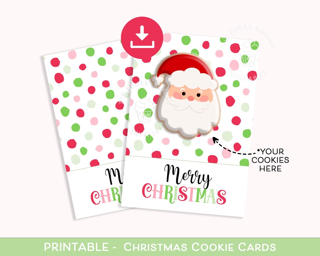 Merry Christmas Cookie Card, Santa Cookie Card, Candy Christmas Cookie ...