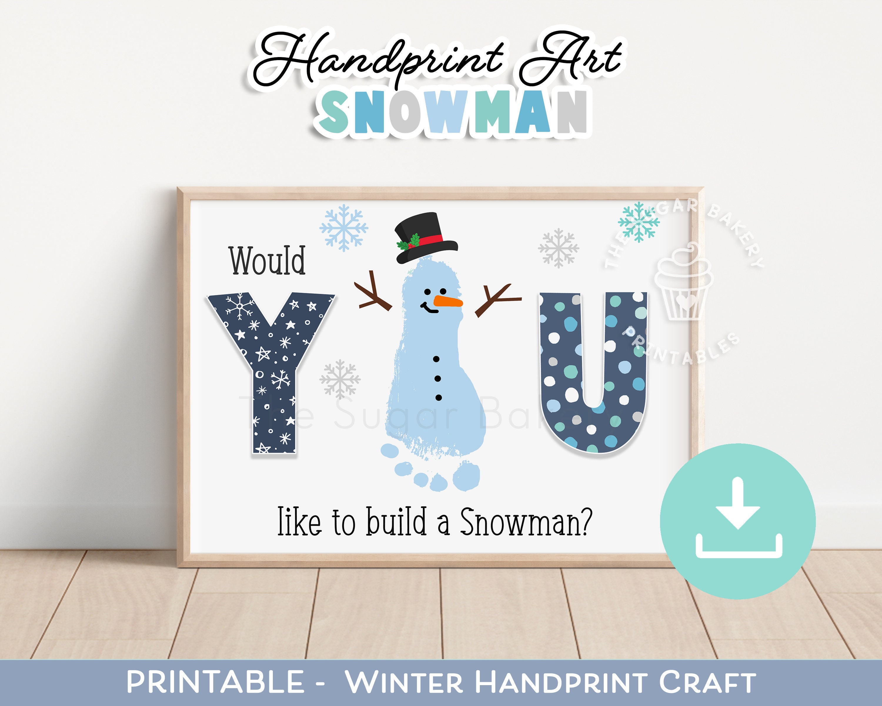 SNOWMAN Handprint Art, Christmas Handprint Craft, Snowman Winter ...