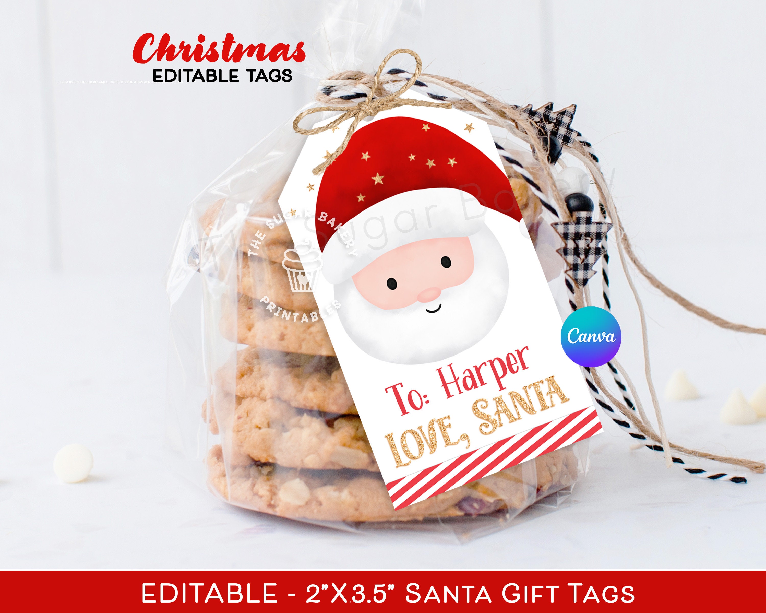 Printable Santa Claus Gift Tags, EDITABLE Personalized Santa Gift Tags ...