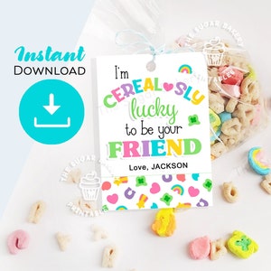 CEREAL-SLY Lucky FRIEND Appreciation Tag, Lucky Charm Cereal Tags, St ...