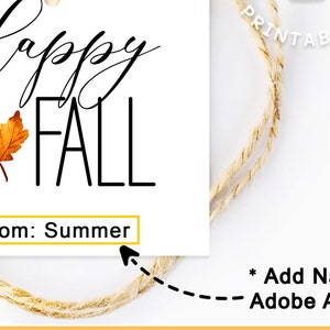 Happy FALL Cookie TAGS, Printable Autumn Treat Tags, Fall Gift Basket ...