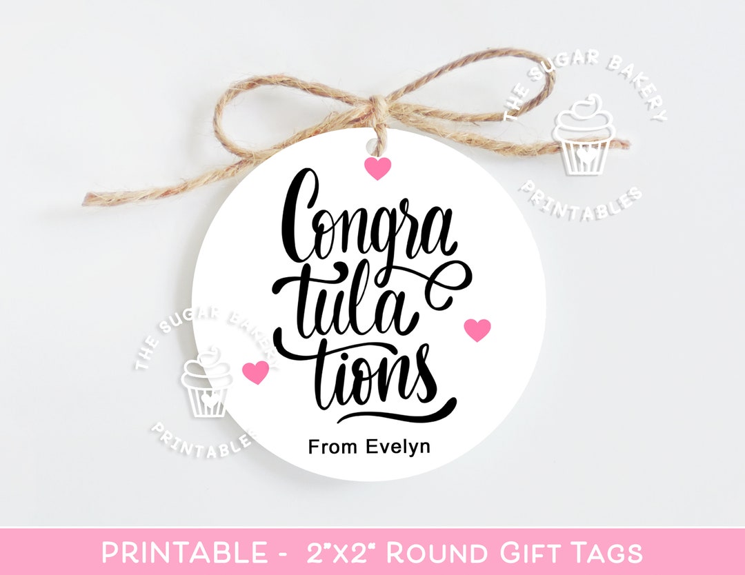 Congratulations GIFT TAG, PRINTABLE Graduation Gift Tag, Baby Shower ...