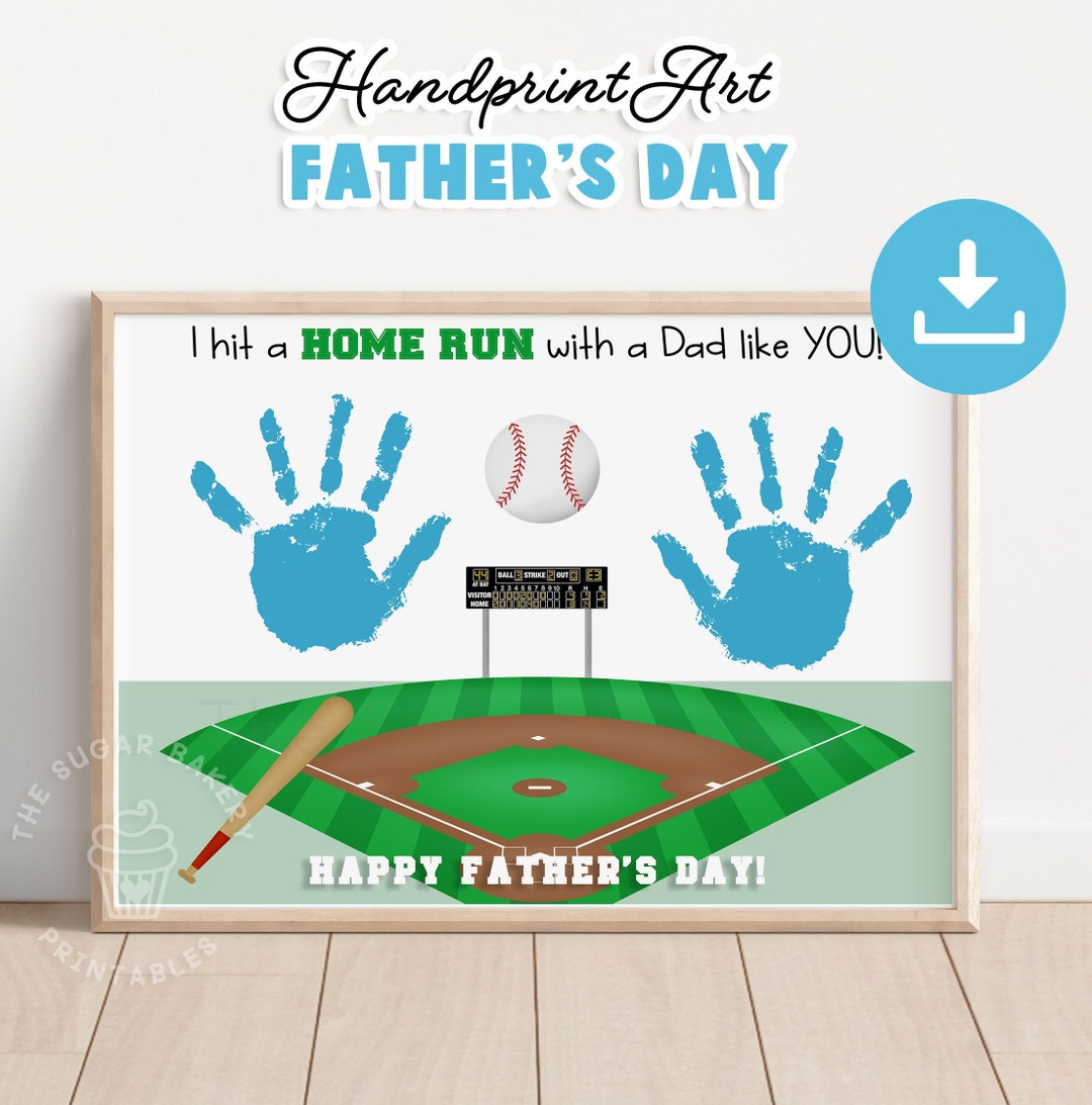 Fathers Day Handprint Art, BASEBALL Handprint Craft, Fathers Day ...