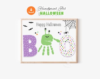 Monster Halloween Handprint Art Craft, Happy Halloween Footprint Art ...
