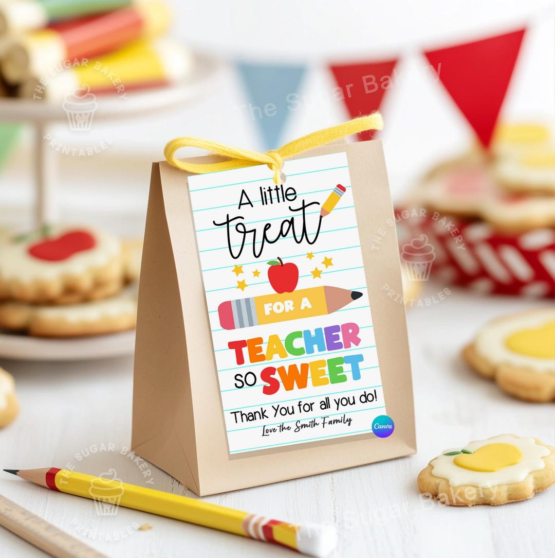 Teacher Appreciation Gift Tags Printable, Sweet Treat Thank You Tags ...
