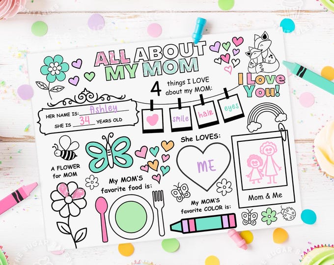 Mother's Day Coloring Pages, All About My Mom Printable, Gift for Mom ...