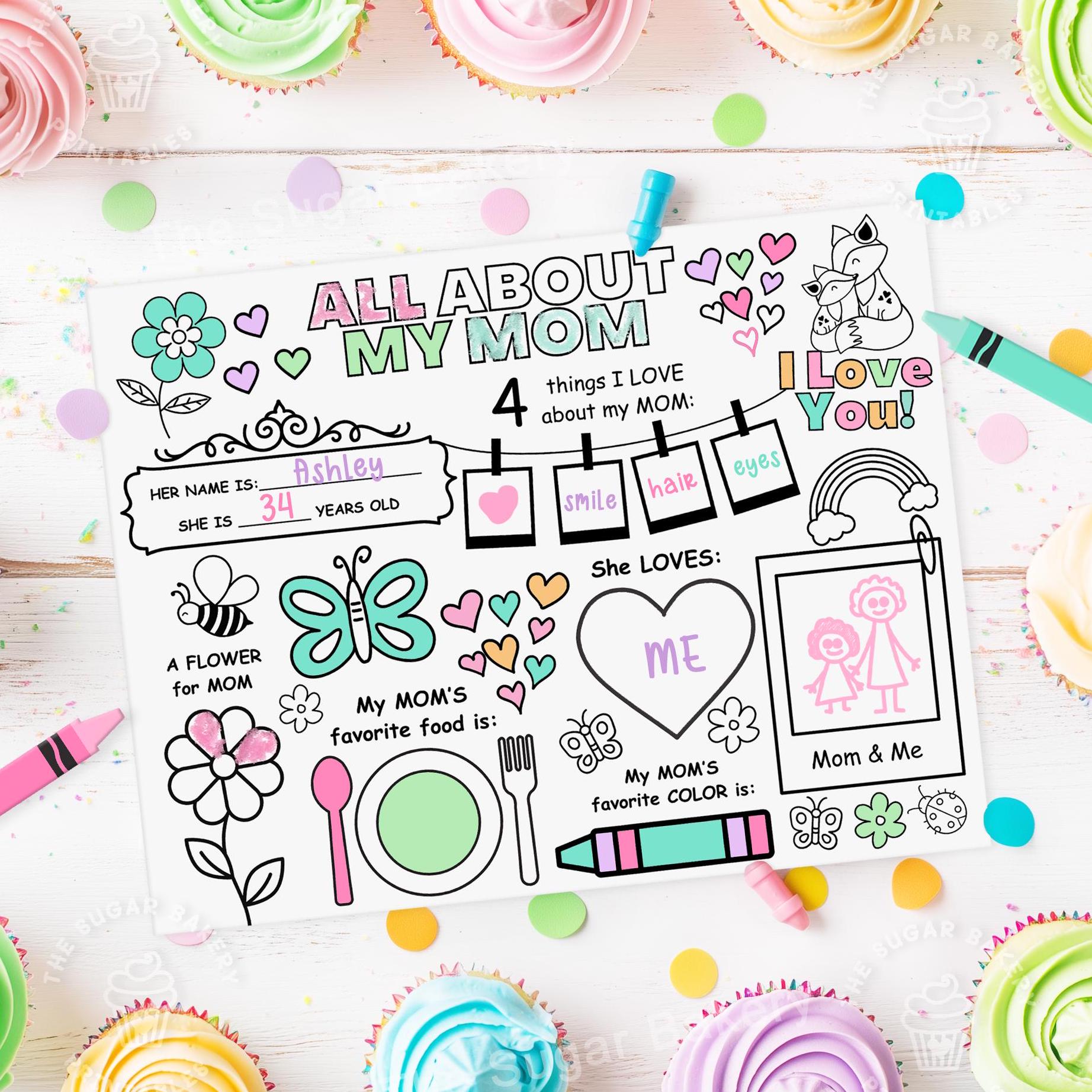 Mother's Day Printable for Mothers Day Gift All About My Mom Activity ...