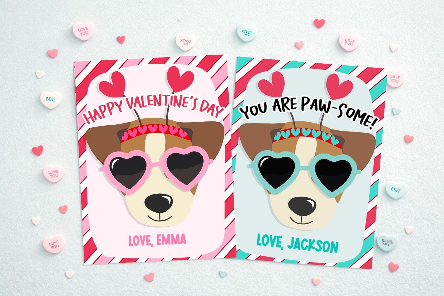 Printable Dog Valentines Cards for Kids Classroom Valentines Day ...