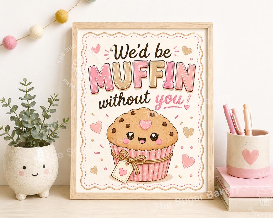 Muffin Appreciation Printable Sign, We'd Be Muffin Without You, Thank ...