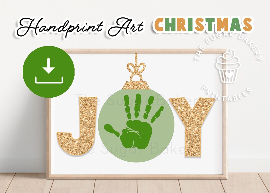 JOY Christmas Ornament Handprint Art, Christmas Handprint Art Craft ...