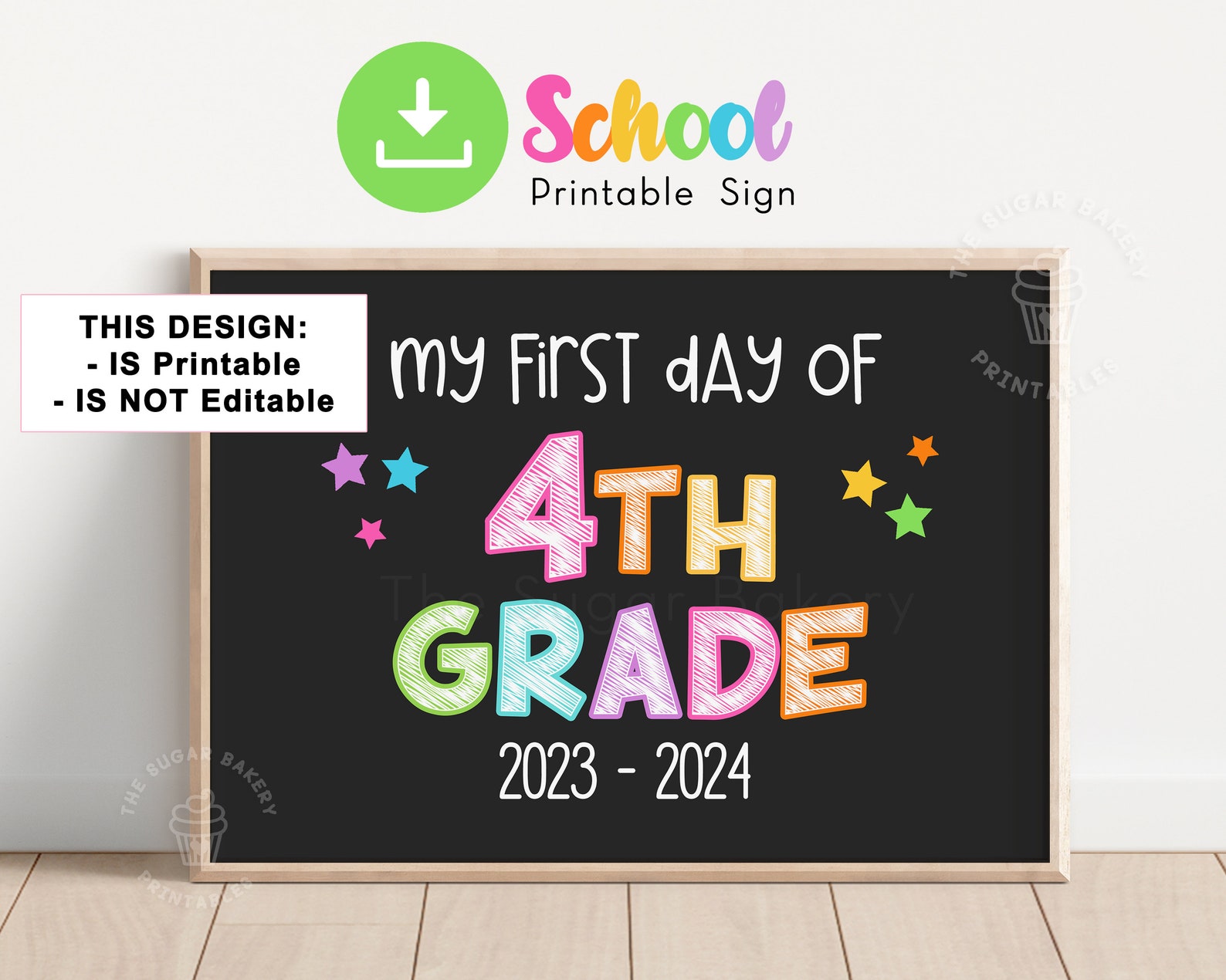 First Day of School Sign 4th Grade Digital Printable, 1st Day of 4th ...