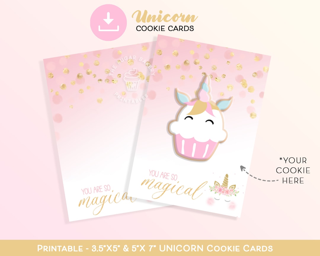 Printable Unicorn Cookie Card, You're Magical UNICORN Cookie Card ...