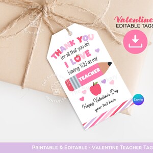 Printable Teacher Valentine Gift Tag, LOVE Having You as My TEACHER ...