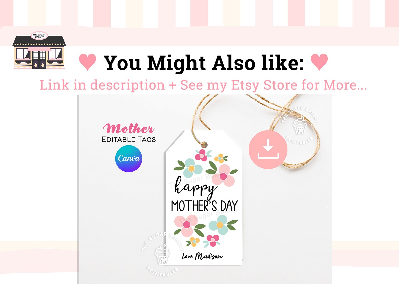 Happy Mother's Day Tag, Editable Mothers Day Gift Tags, Floral MOTHER'S ...