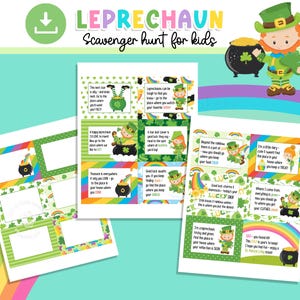 St Patricks Day Scavenger Hunt, Leprechaun SCAVENGER HUNT, St. Patrick ...