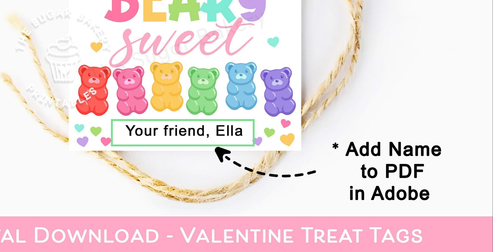 BEARY Sweet Gummy Bear Valentine Tag, Gummy Bear Valentine, Valentine's ...