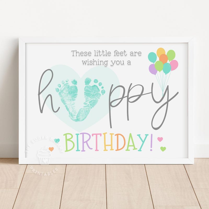 Footprint Birthday Cards - Etsy UK