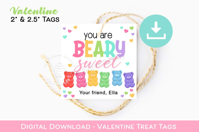 BEARY Sweet Gummy Bear Valentine Tag Gummy Bear Valentine - Etsy
