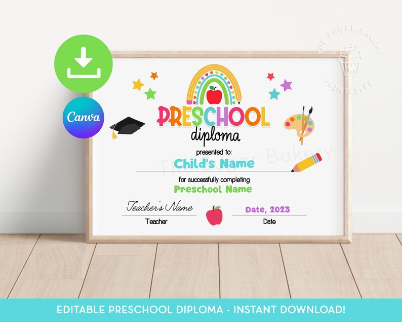 Editable Preschool Diploma Preschool Graduation Diploma PRESCHOOL ...
