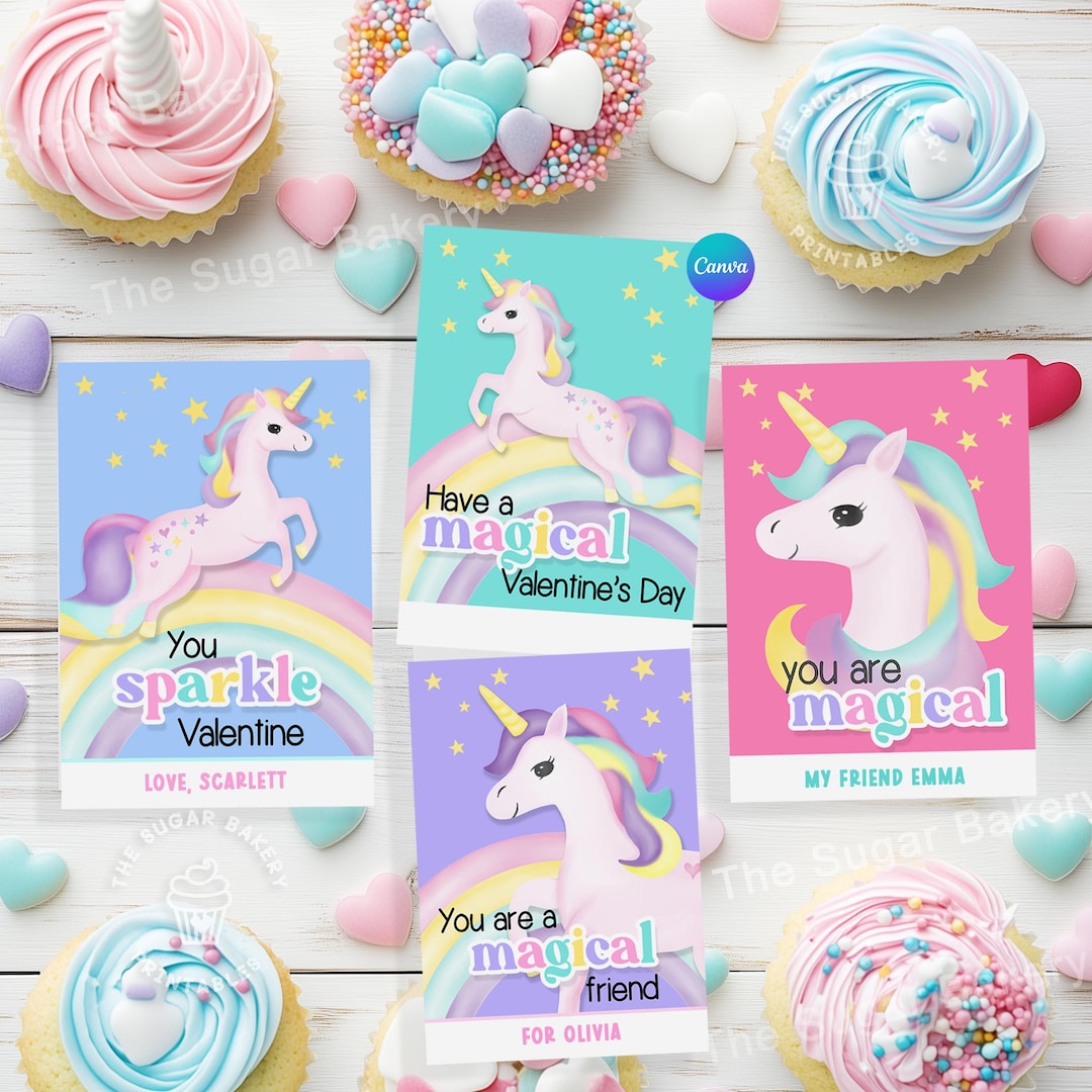 Editable Unicorn Valentine Cards, You Are MAGICAL Unicorn Valentines ...
