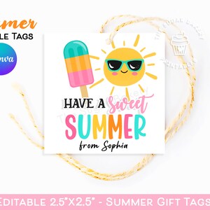 Have a SWEET SUMMER Tag, Popsicle Ice Cream Printable Treat Tag, End of ...