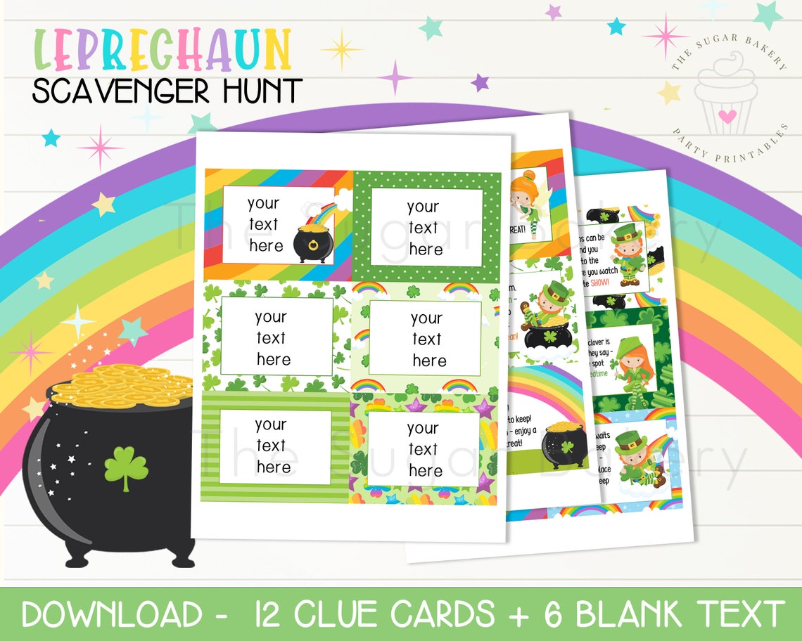 St Patricks Day Scavenger Hunt Leprechaun SCAVENGER HUNT St. | Etsy