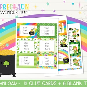 St Patricks Day Scavenger Hunt, Leprechaun SCAVENGER HUNT, St. Patrick ...