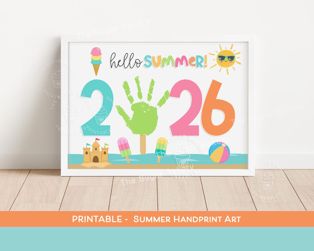 Summer Handprint Craft Printable Hello SUMMER 2026 COOL Summer Ice ...