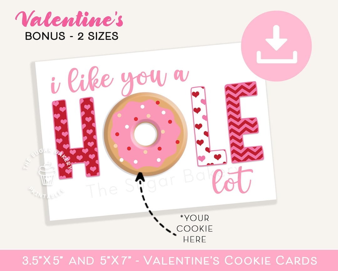 I LIKE You a HOLE Lot Donut Cookie Card, Valentine's Day Cookie Card ...