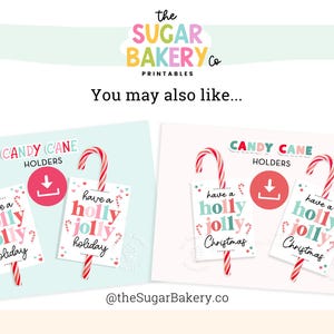 Candy Cane Cookie Bag Topper, Christmas Treat Bag Toppers, Printable ...