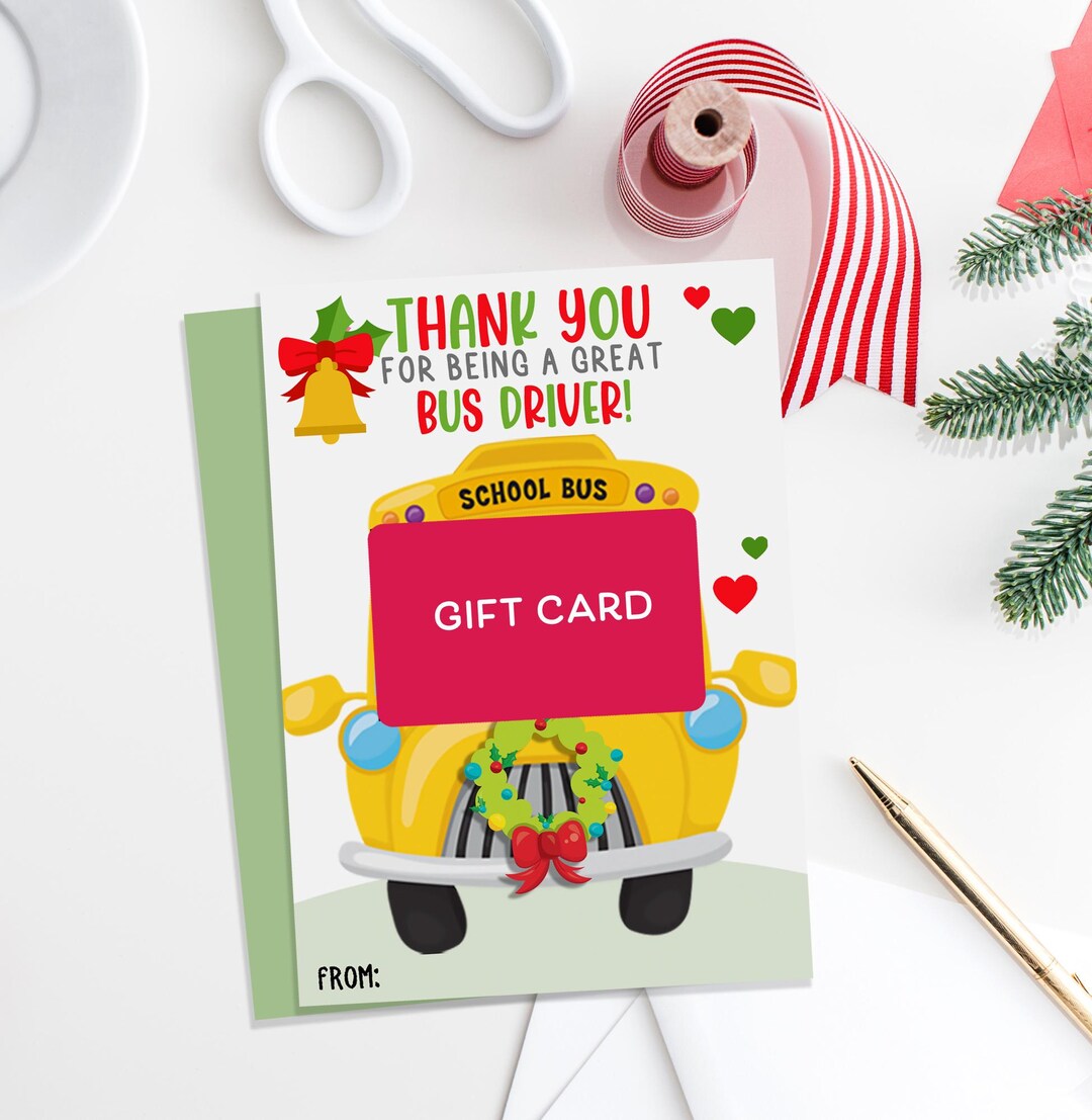 Christmas BUS DRIVER GIFT Card Holder, Thank You School Bus Driver, End ...